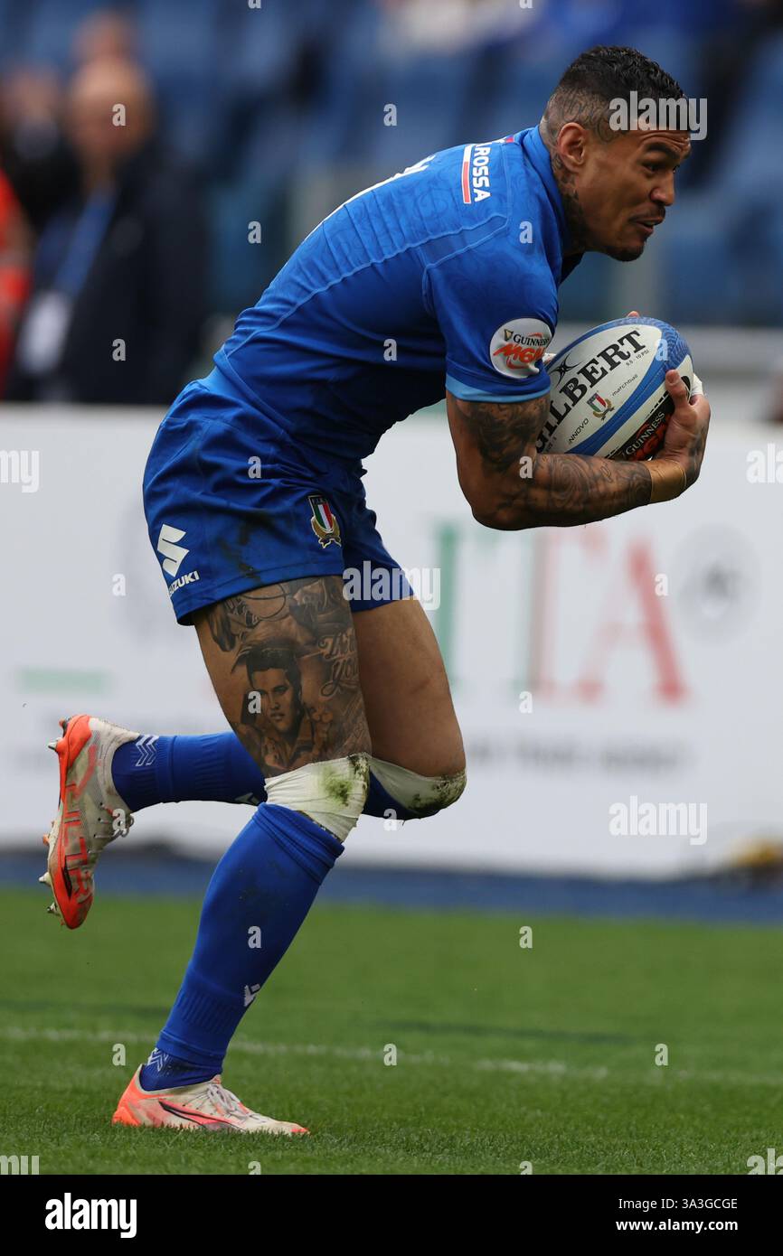 Rome, Italy - 15.03.2025: Monty Iaone of Italy seen in action during the M6N Guinness Six ...