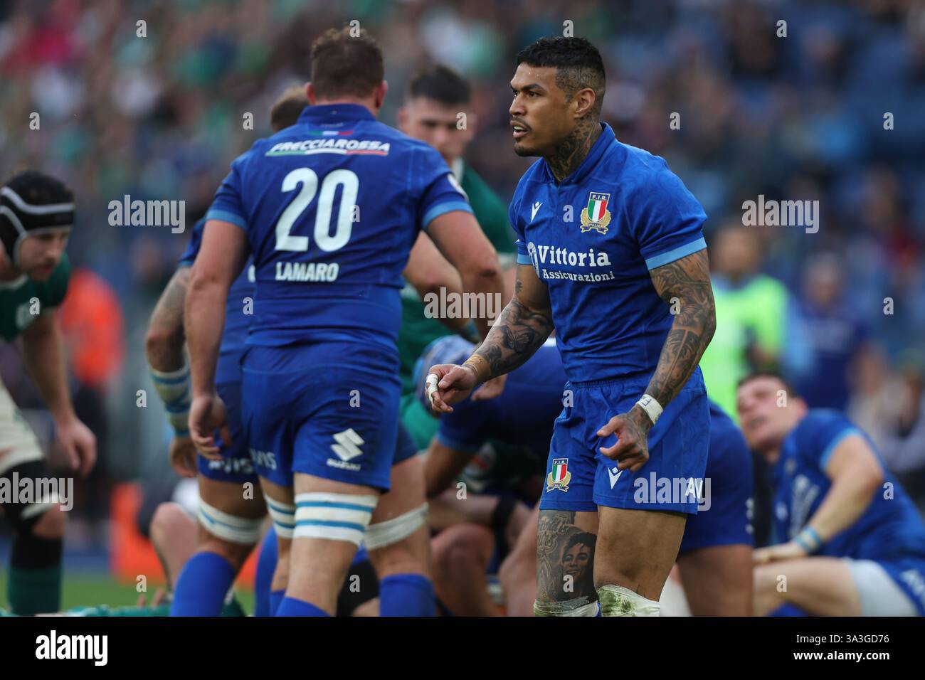 Rome, Italy - 15.03.2025: Monty Iaone of Italy seen in action during the M6N Guinness Six ...
