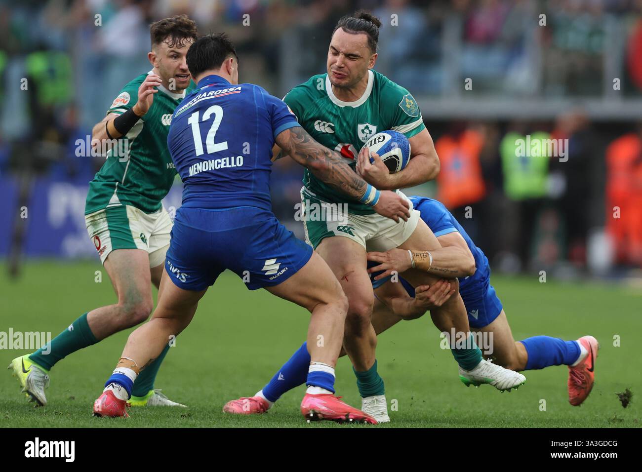Rome, Italy - 15.03.2025: Tommaso Menoncello of Italy, James Lowe of ...