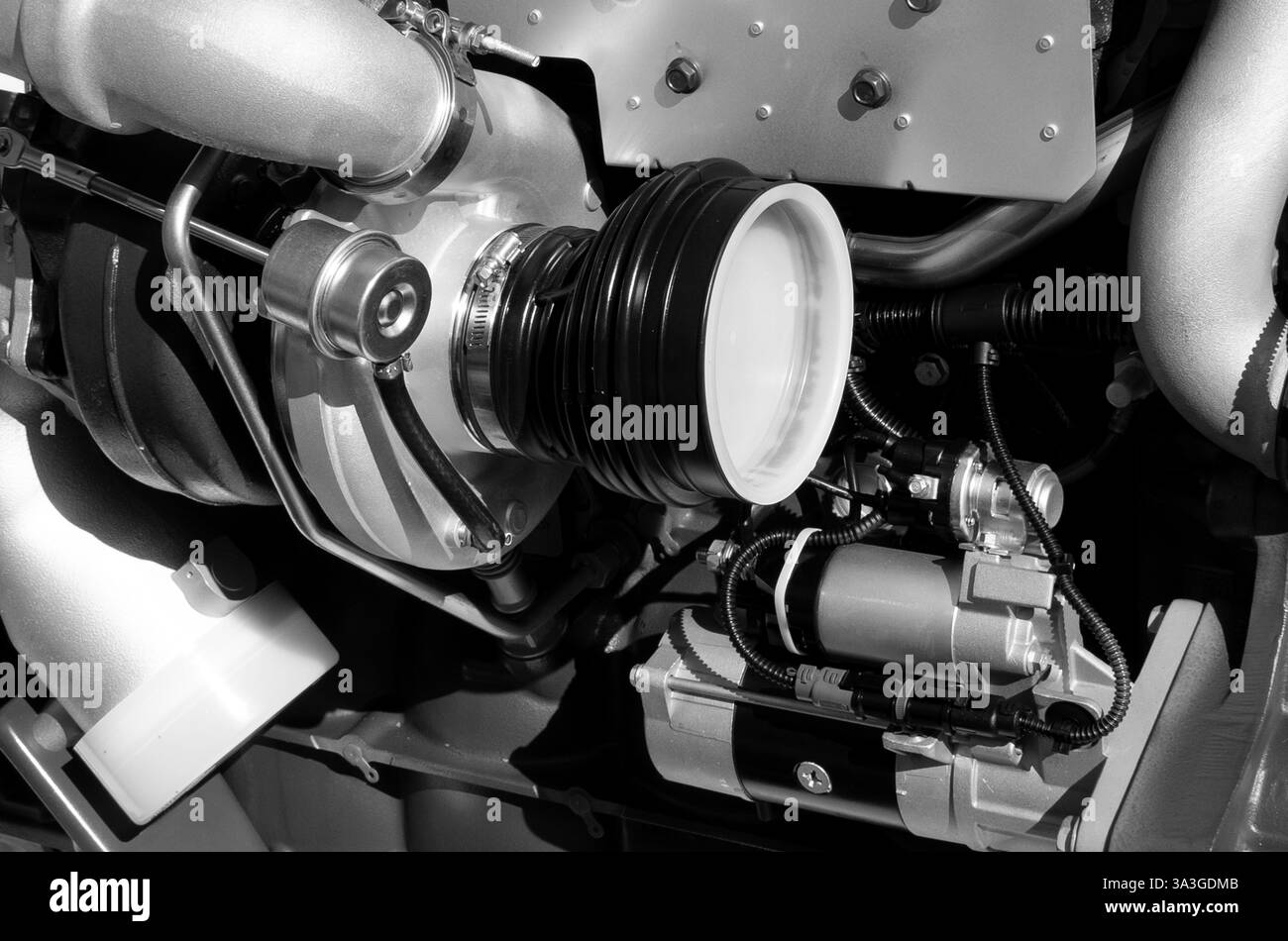 New bus or truck car engine texture background. Modern heavy duty truck ...