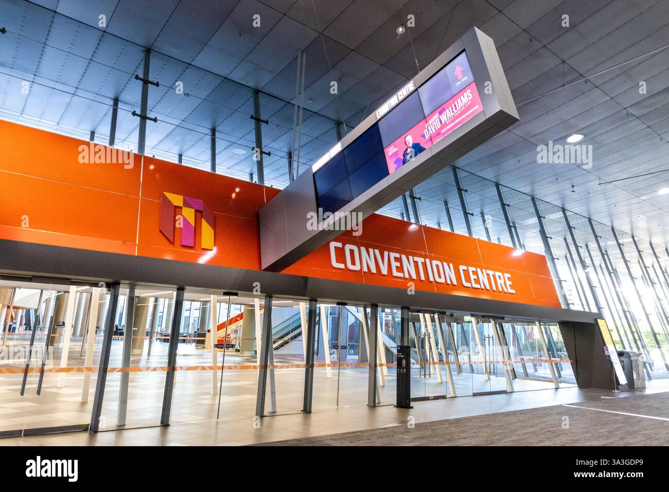 Interior view of the Melbourne Convention and Exhibition Centre. It is ...