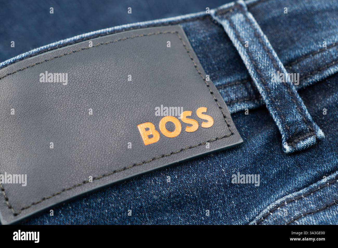 Limassol, Cyprus, September 20,2024: Boss Hugo Boss logo on the modern ...