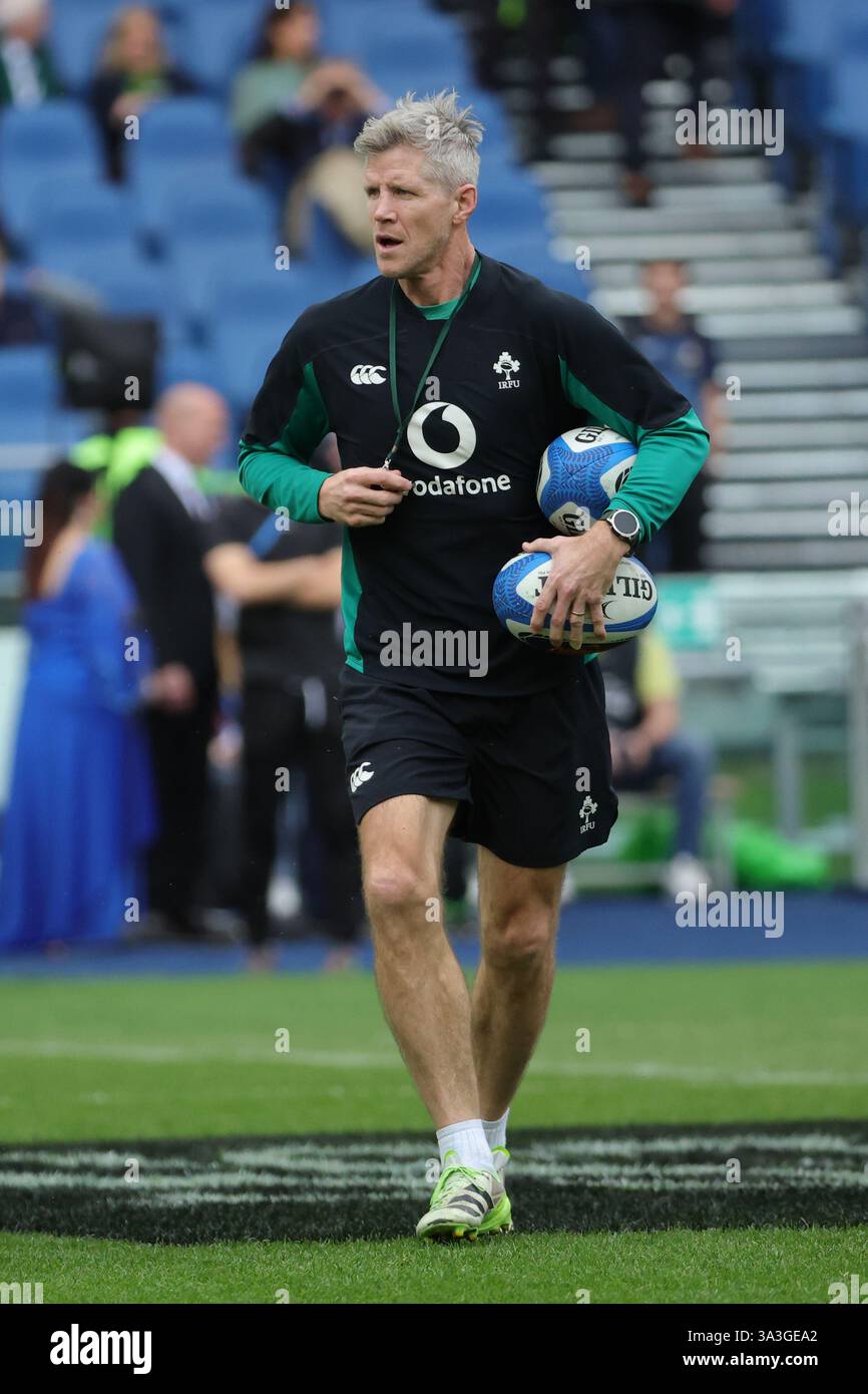 Rome, Italy. 15th Mar, 2025. Simon Easterby head coach of Ireland seen in action during the Six ...