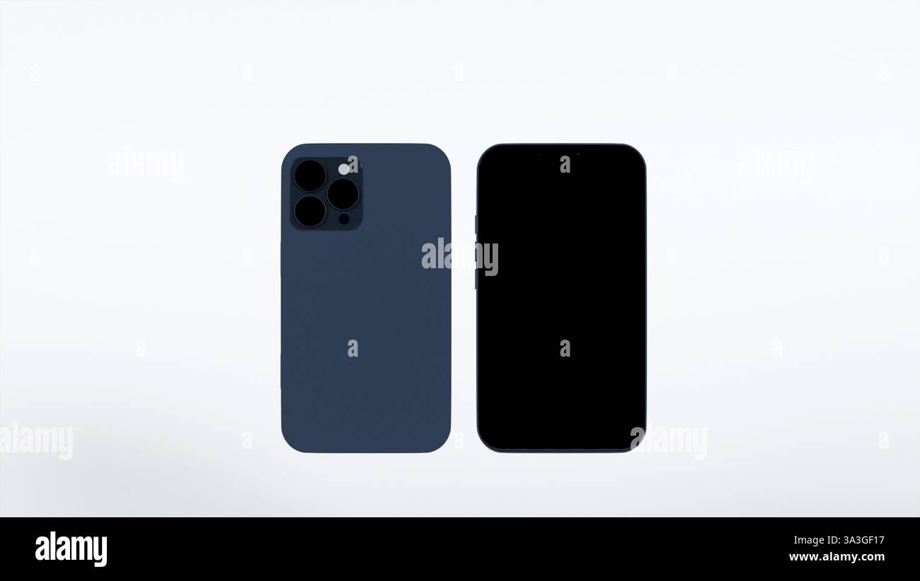3D model of mobile touch phone from back and front with black screen on ...