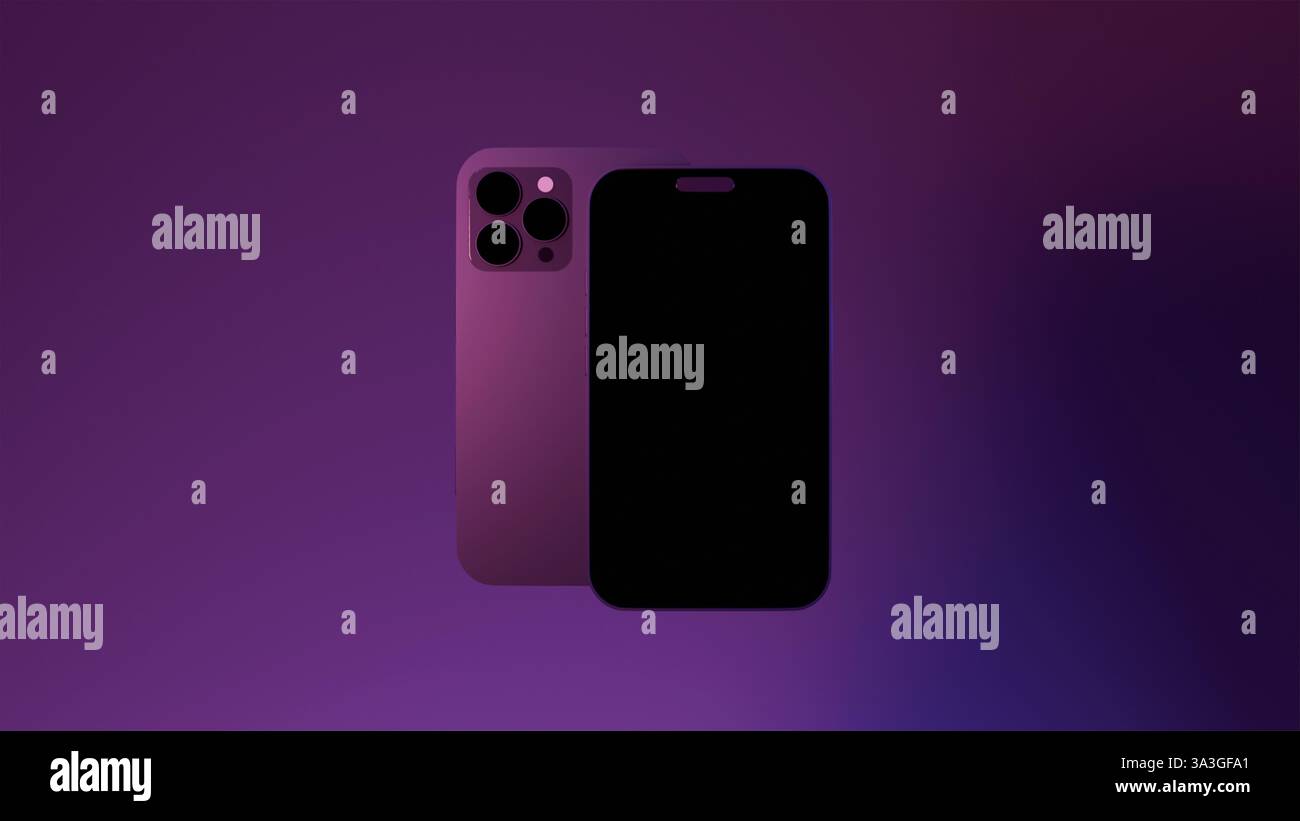 3D model of mobile touch phone back and front with black screen on ...