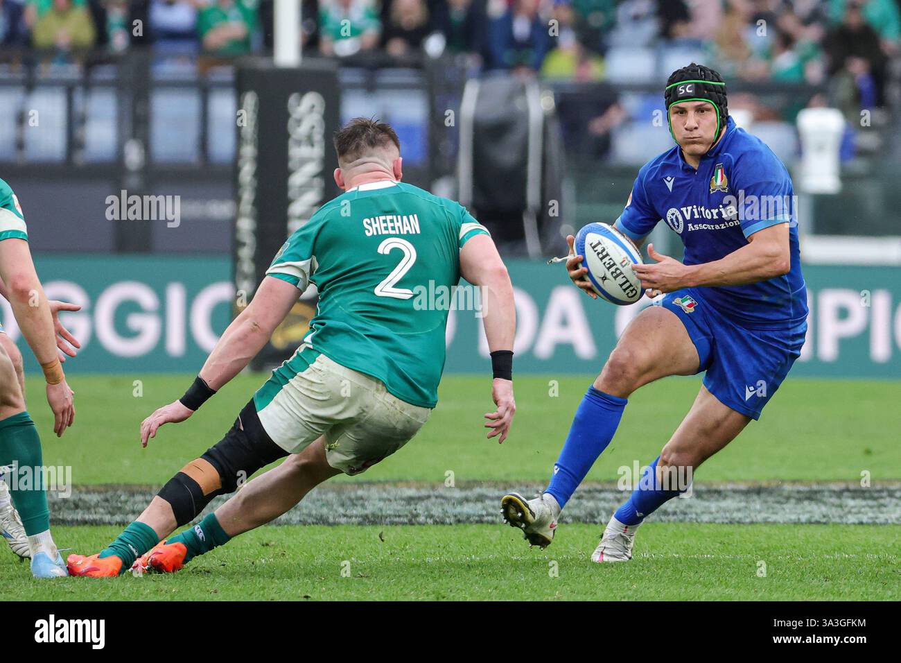 Rome, Italy. 13th Mar, 2025. Juan Ignacio Brex of Italy and Dan Sheehan ...