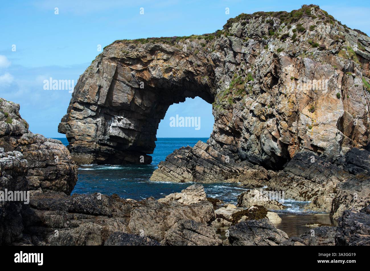 The Great Pollet Arch largest sea arch in Ireland in County Donegal, Fanad Peninsula Stock Photo ...