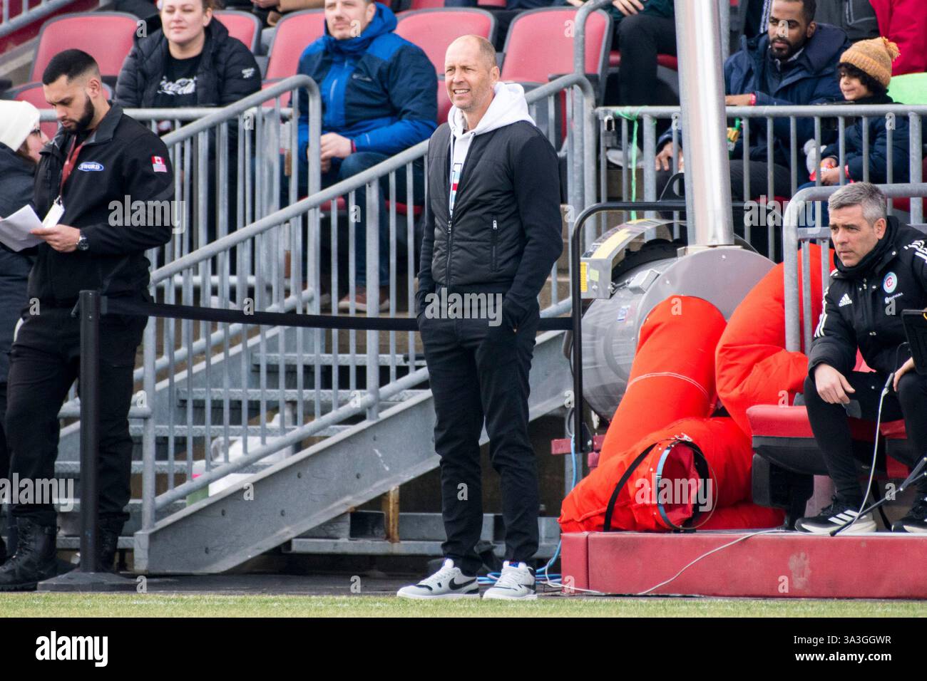 Chicago Fire FC coach Gregg Berhalter watches the action during the MLS ...
