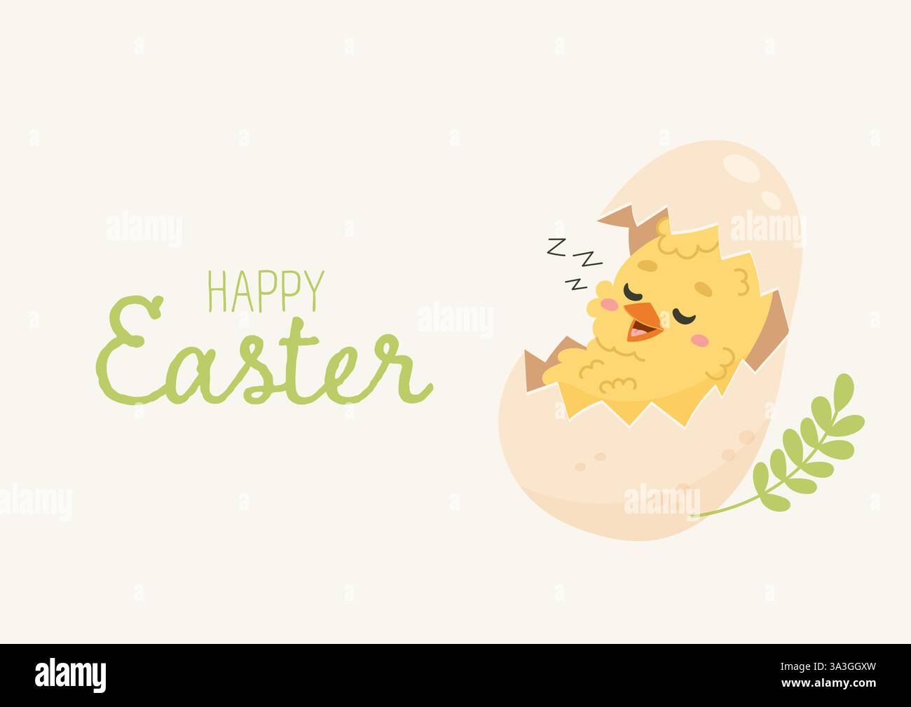 Cute Easter Chick Sleeping in Egg Shell banner card Stock Vector Image & Art - Alamy