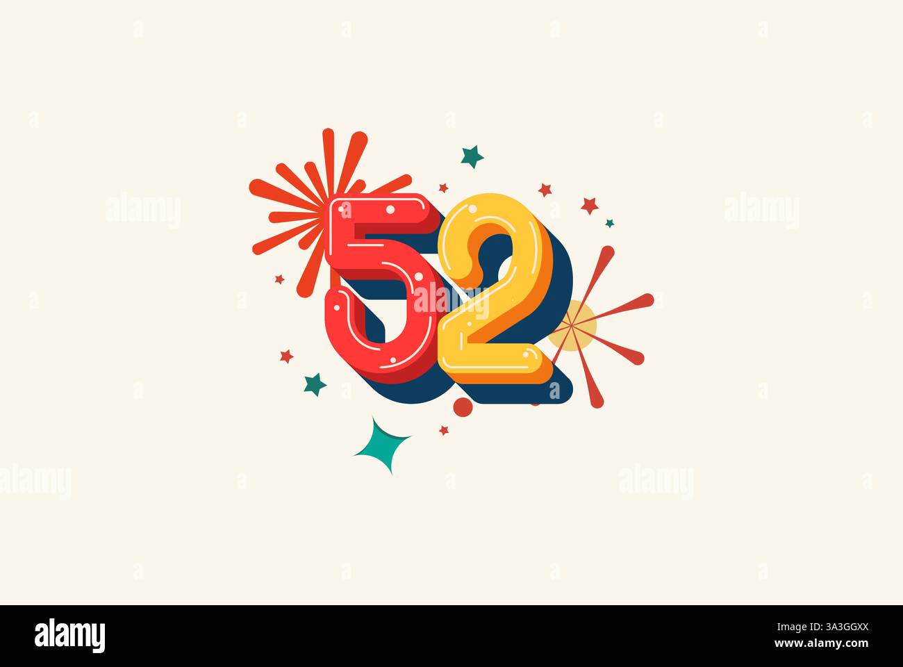 Fifty two years happy birthday Stock Vector Images - Alamy