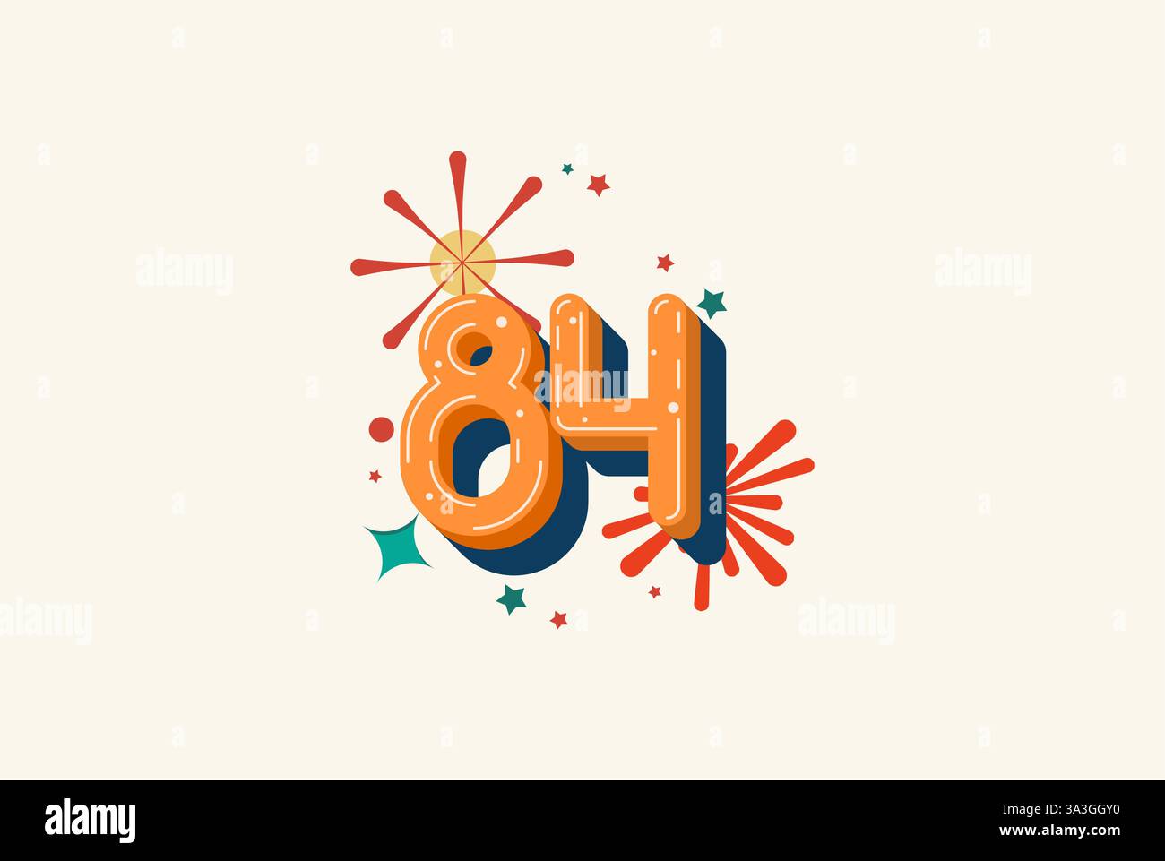 Logo Number Colorful 84th, 84th Happy Birthday or Anniversary with ...