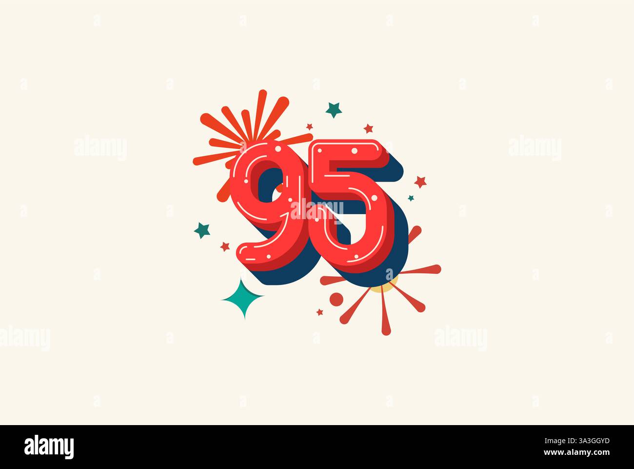 Logo Number Colorful 95th, 95th Happy Birthday or Anniversary with ...