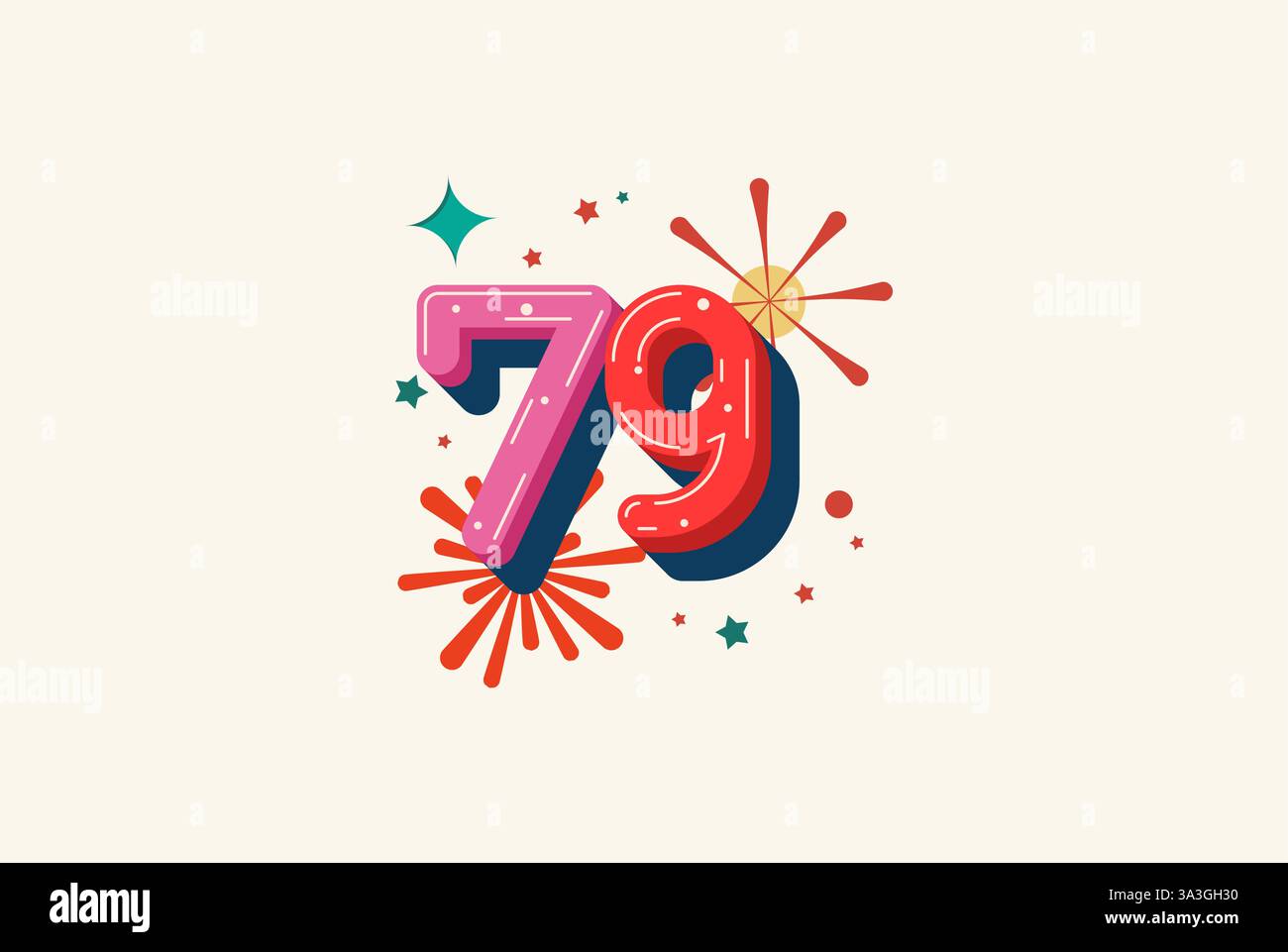 Logo Number Colorful 79th, 79th Happy Birthday or Anniversary with ...