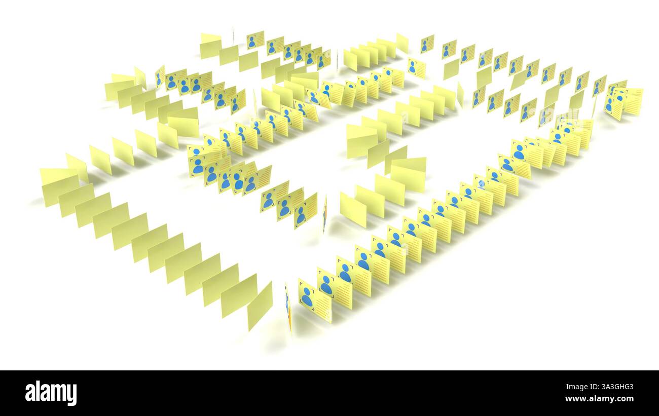 Yellow ID card rolling line on white bg 3d render Stock Photo - Alamy