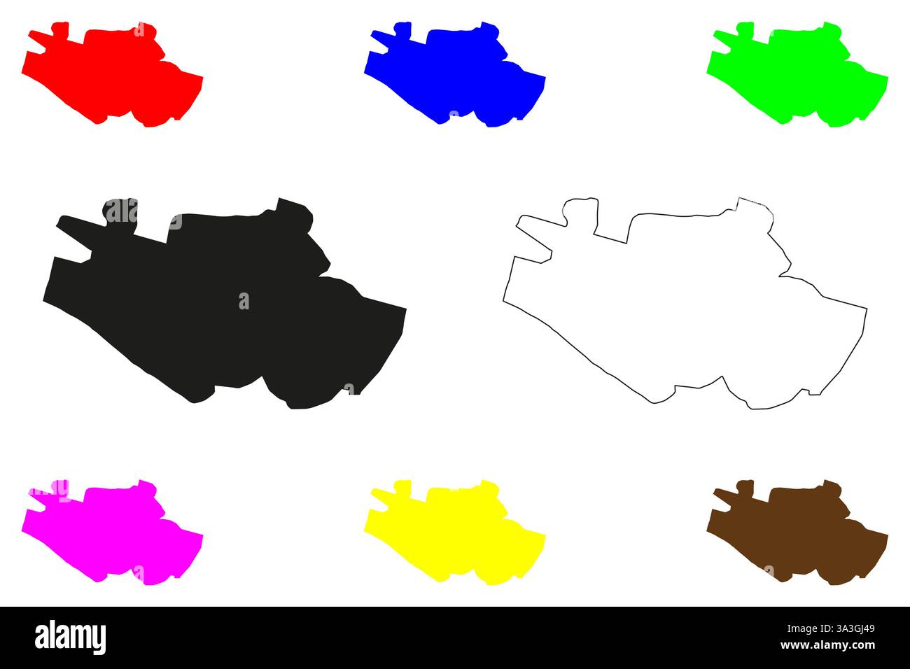 Begusarai city (Republic of India, State of Bihar) map vector ...