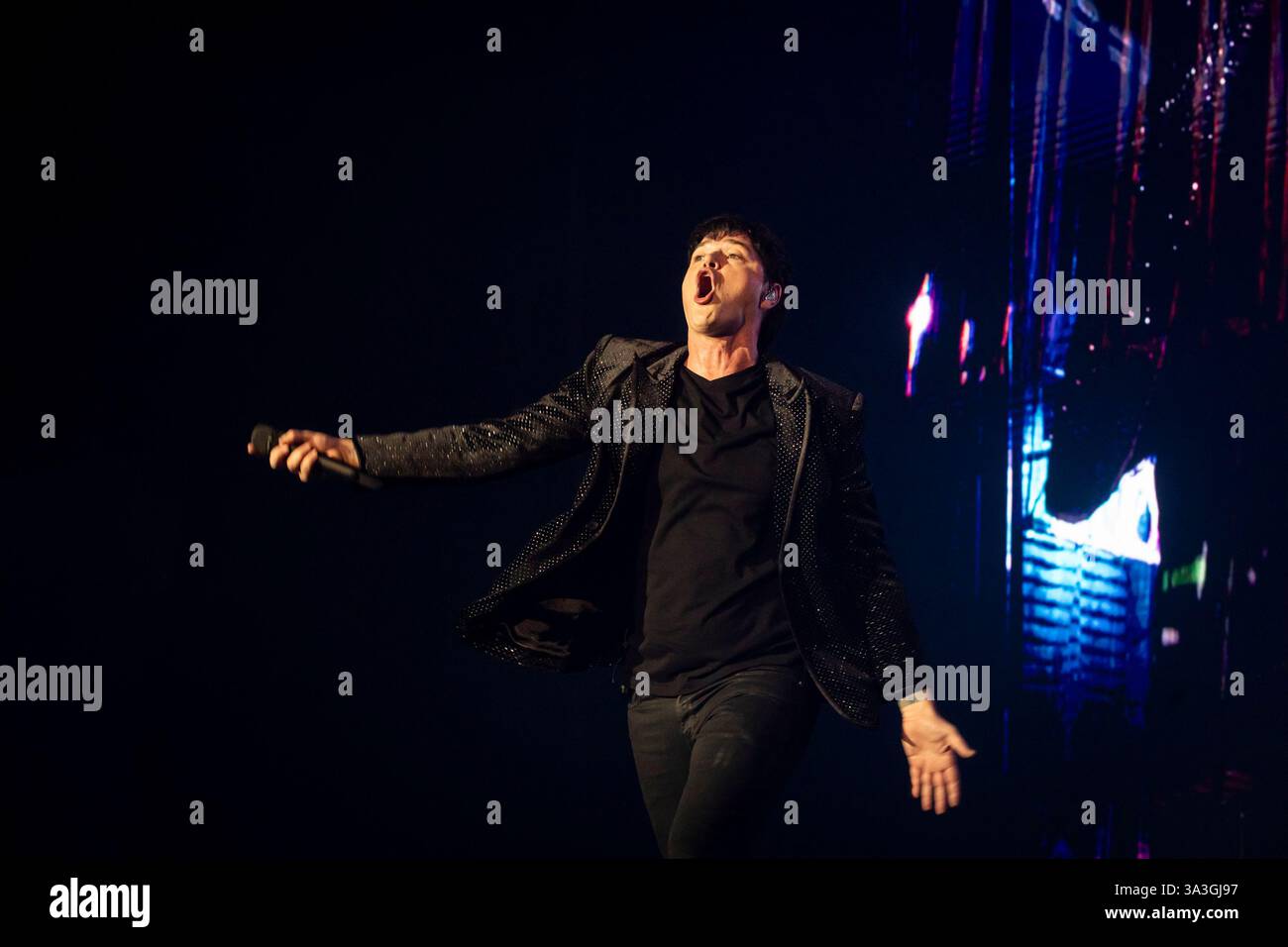 Danny O'Donoghue, lead singer of Irish band The Script, performs live ...