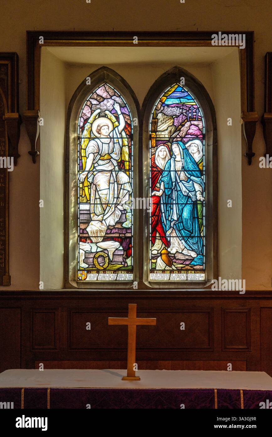 Stained glass window at All Saints church Minstead Stock Photo - Alamy