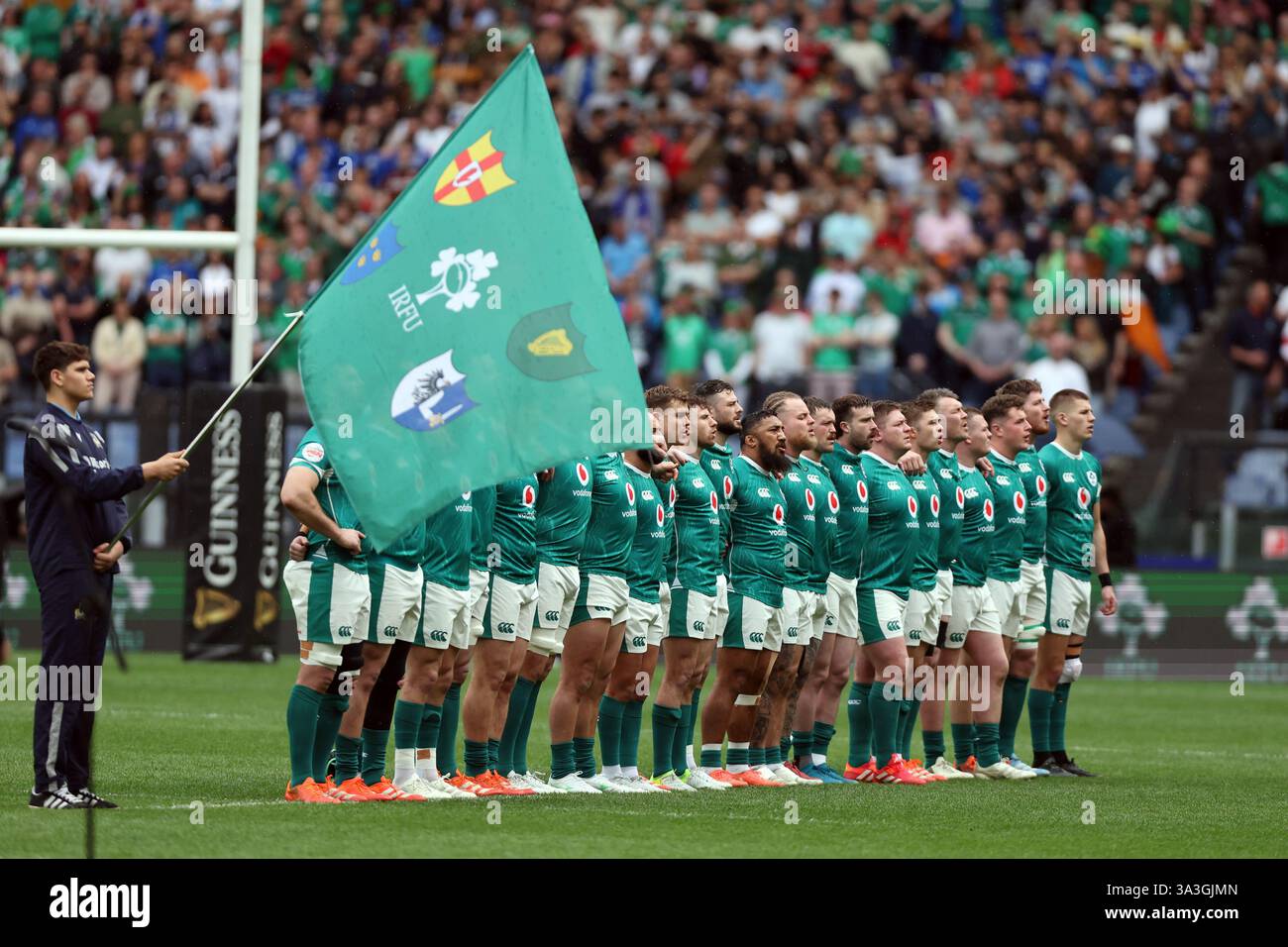 Rome, Italy. 15th Mar, 2025. Ireland national team lined up during the ...