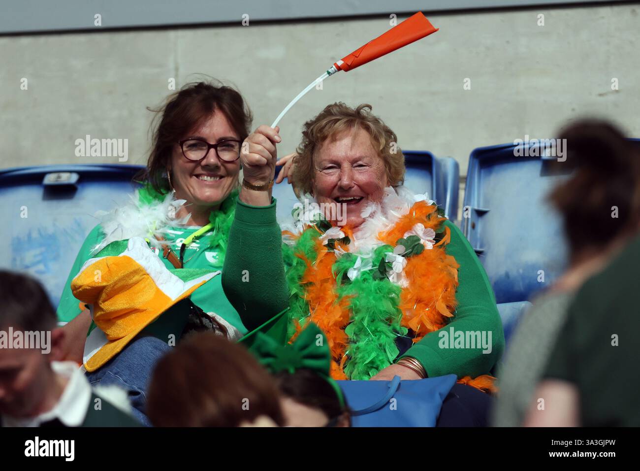 Old Irish fans on the stand before the M6N Guinness Six Nations 2025 ...