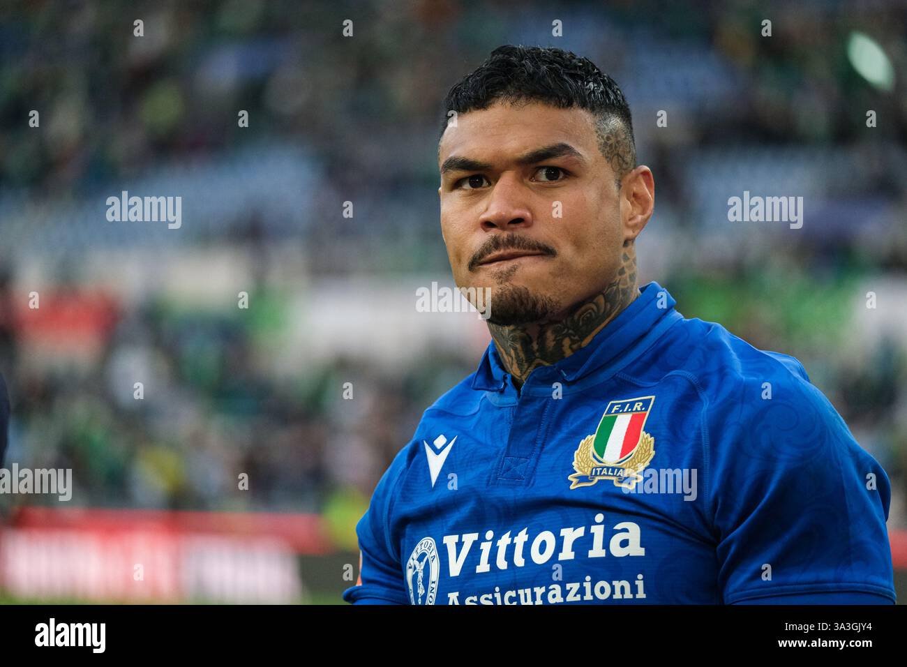 Rome, Italy. 15th Mar, 2025. Monty Ioane of Italy after the match ...