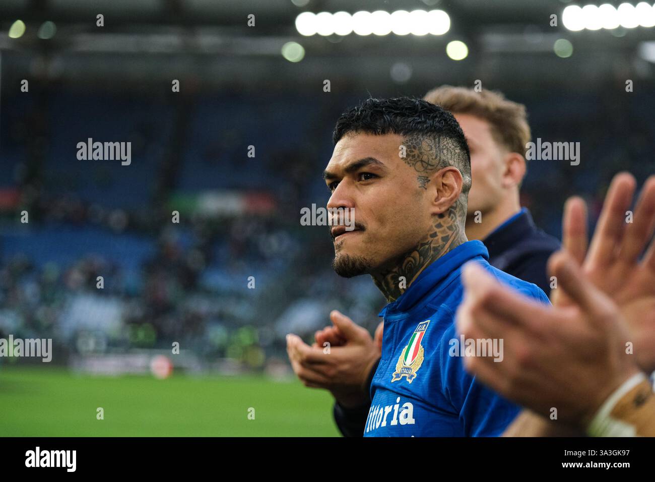 Rome, Italy. 15th Mar, 2025. Monty Ioane of Italy after the match ...