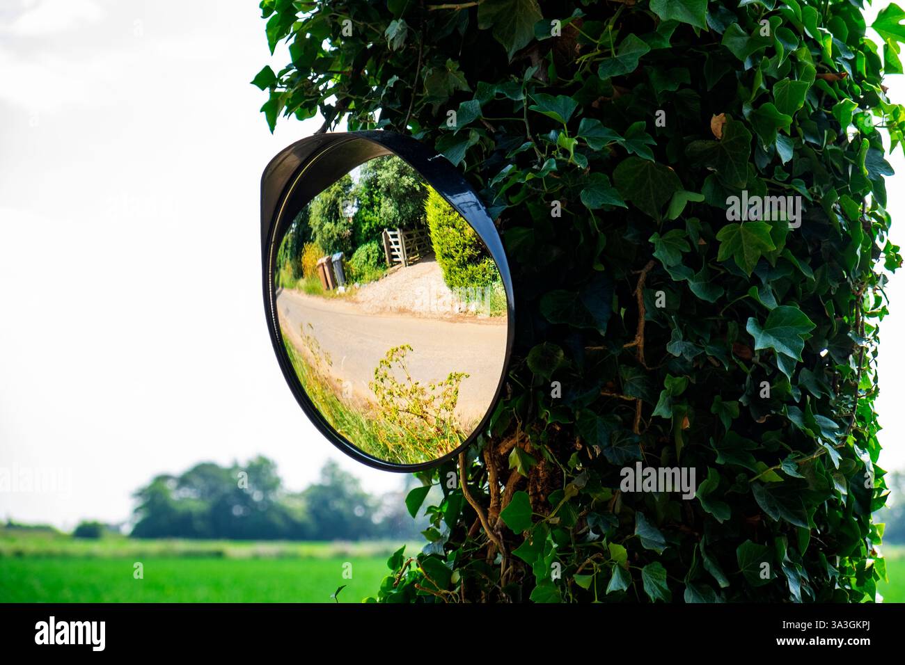 Roadside mirror to assist drivers visibility Stock Photo - Alamy