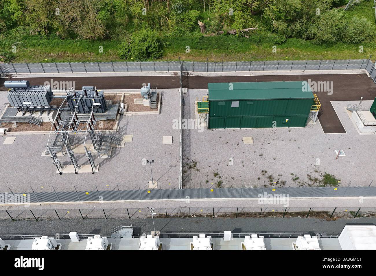 aerial view of The Pillswood Battery Energy Storage System (BESS) and ...