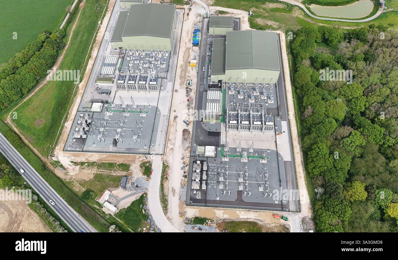 aerial view of Dogger Bank Wind Farm converter station, Creyke Beck ...
