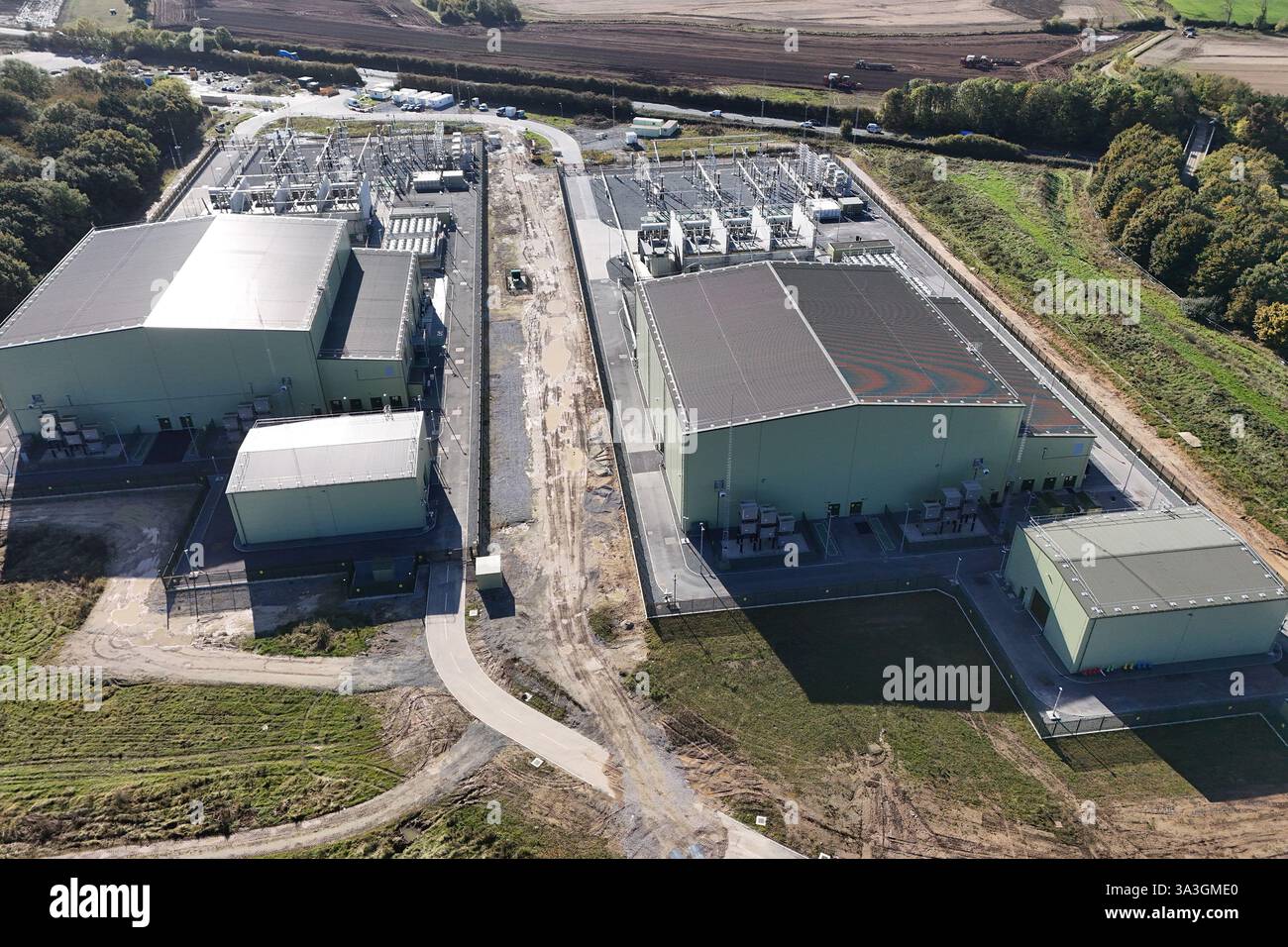 aerial view of Dogger Bank Wind Farm converter station, Creyke Beck ...