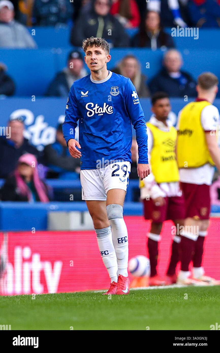 Jesper Lindstrom of Everton during the Everton FC v West Ham United FC ...