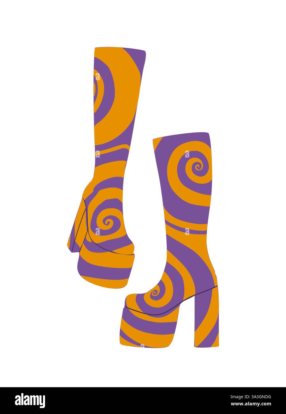 Retro 70s platform boots vector isolated on white Stock Vector Image ...