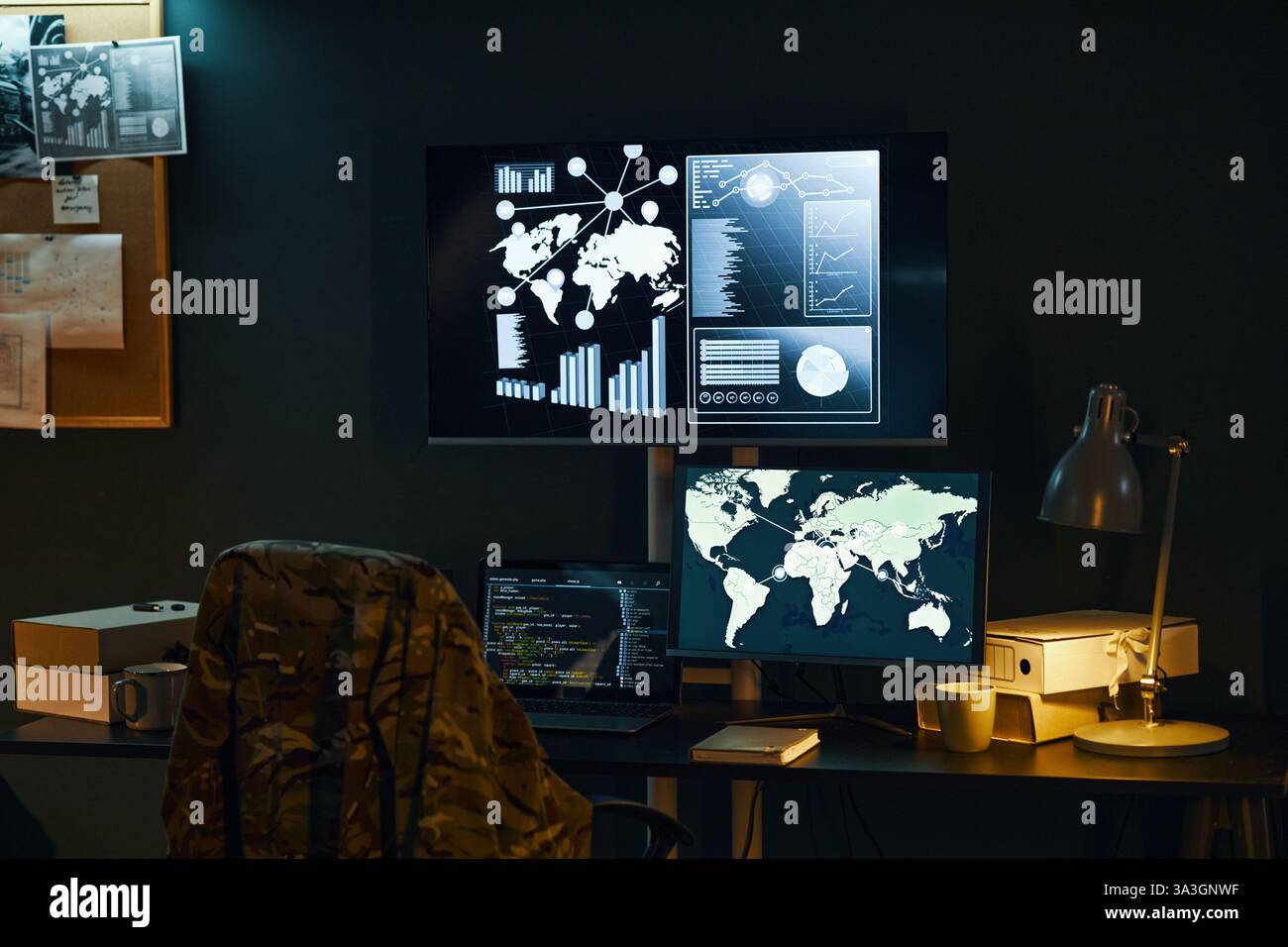 Analyzing Global Data Patterns in Security Operations Room Stock Photo ...