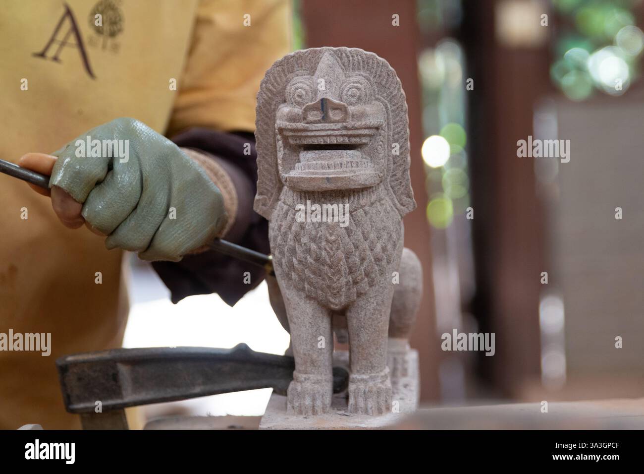 Stone carving at the Artisans Angkor, Siem Reap, Cambodia Stock Photo ...
