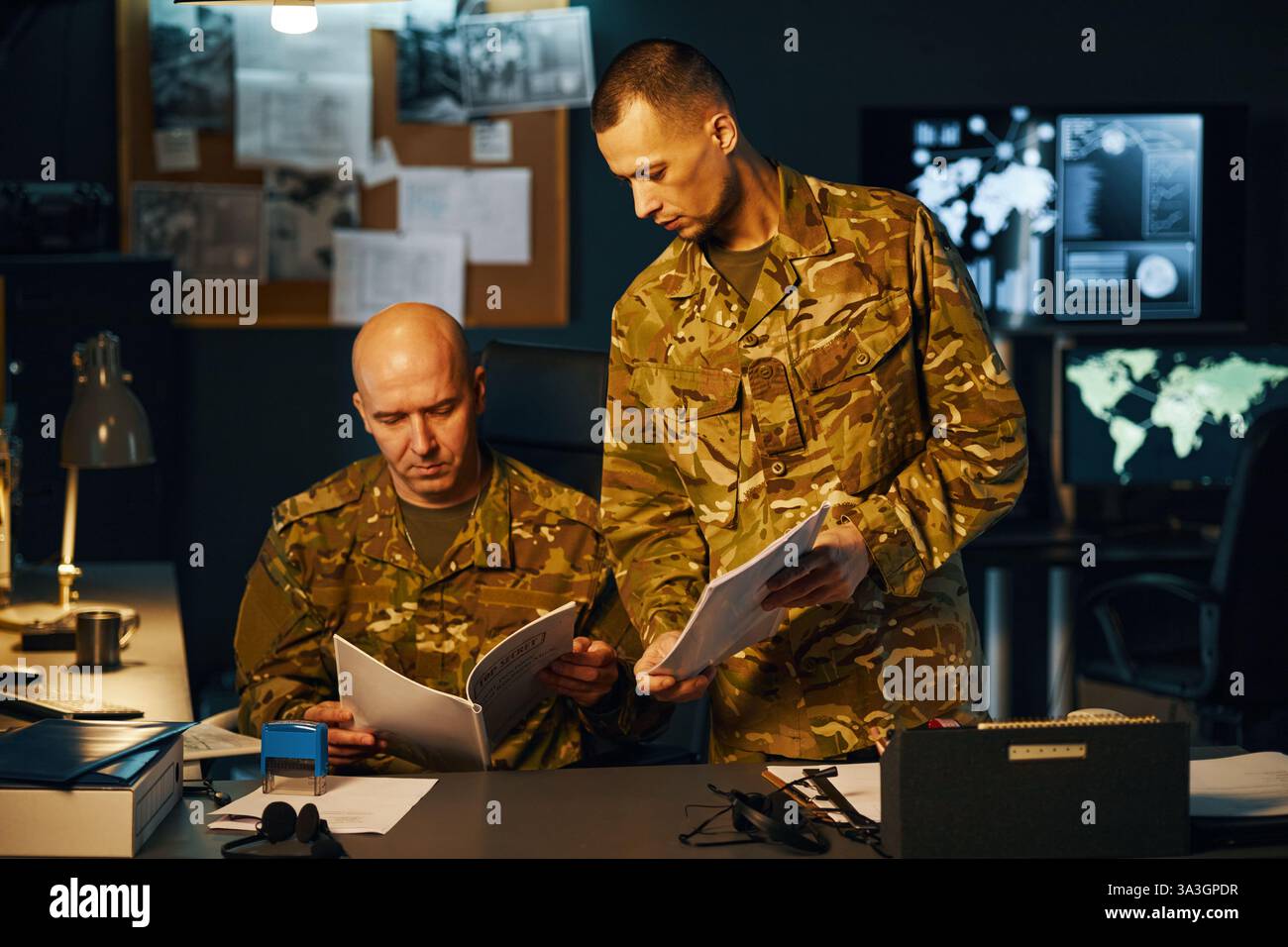 Collaborating Military Officers Analyzing Strategic Documents Stock ...