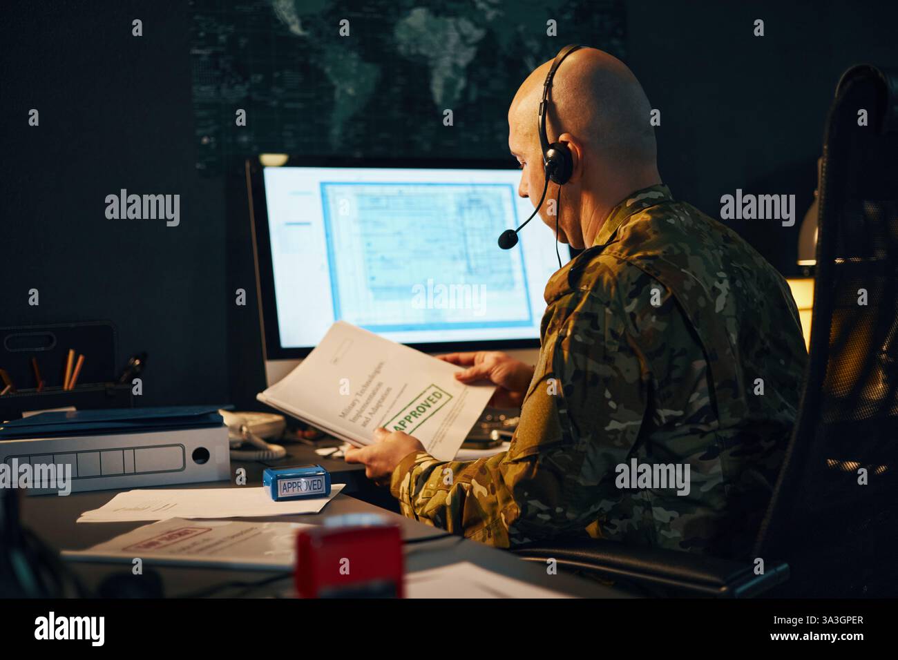 Monitoring Security Systems in Command Center Stock Photo - Alamy