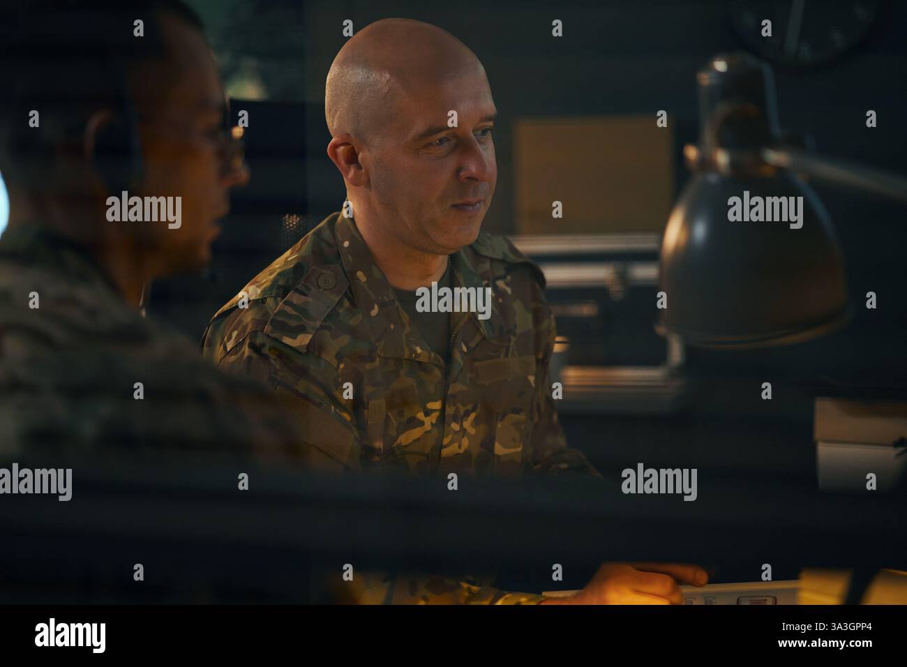 Discussing Military Strategy in Uniforms at Meeting Table Stock Photo ...