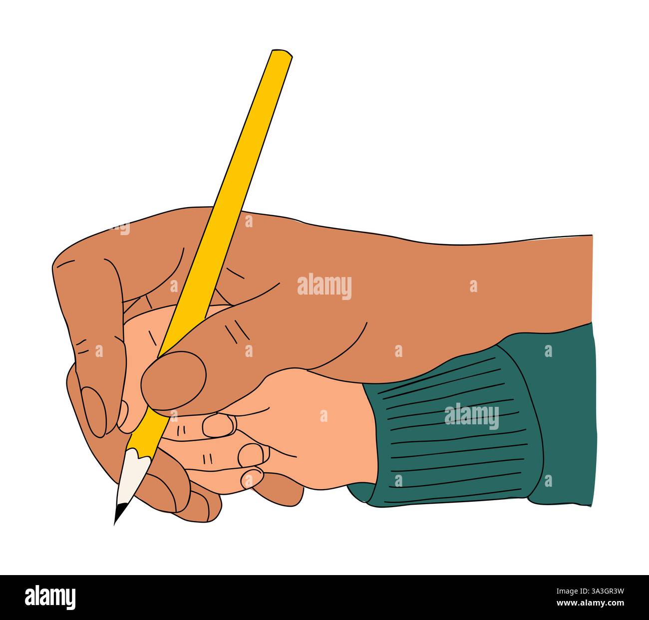 Adult hand guiding childs hand in writing Stock Vector Image & Art - Alamy