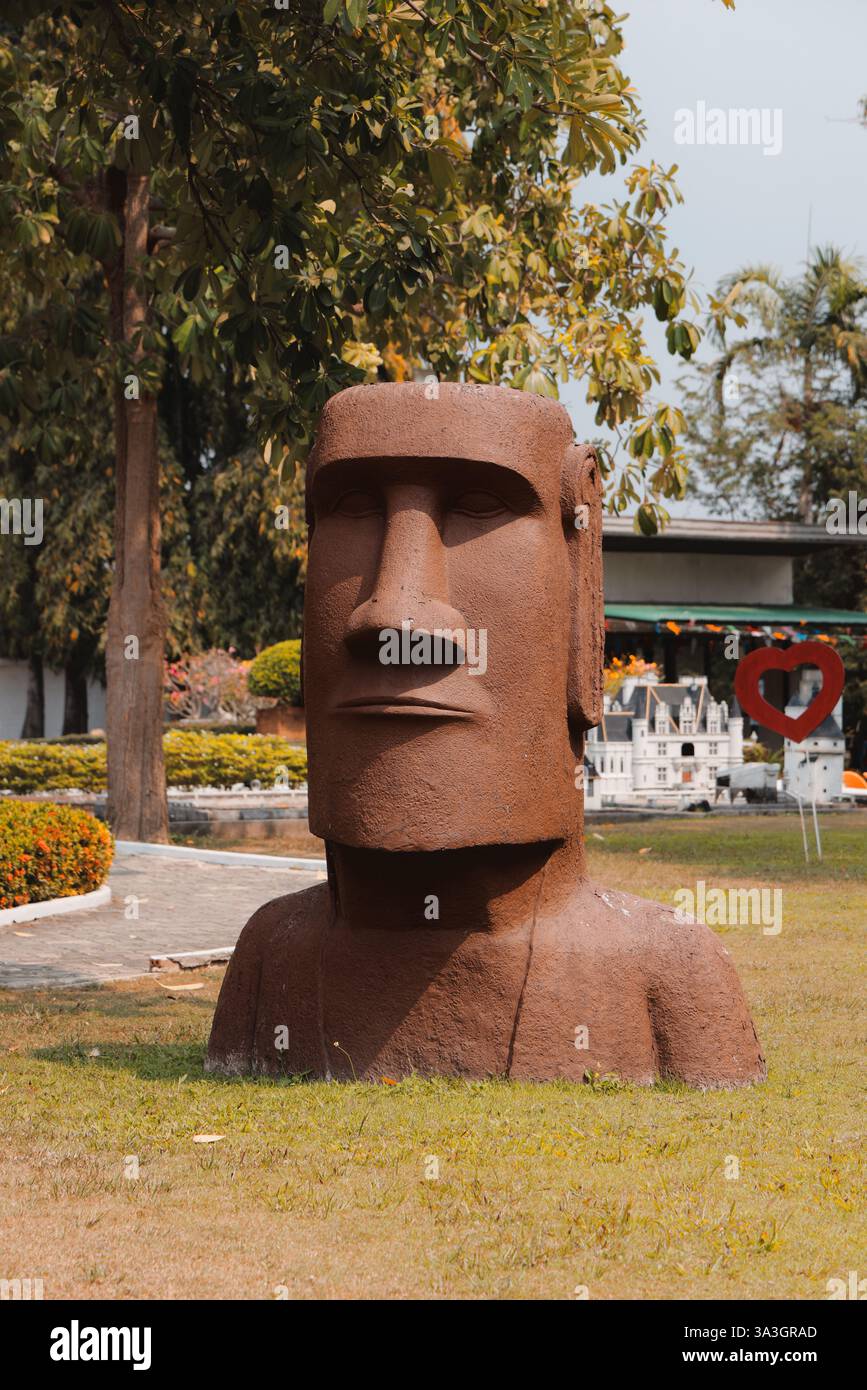 The Moai Statue is located in a beautifully lush green park offering a ...