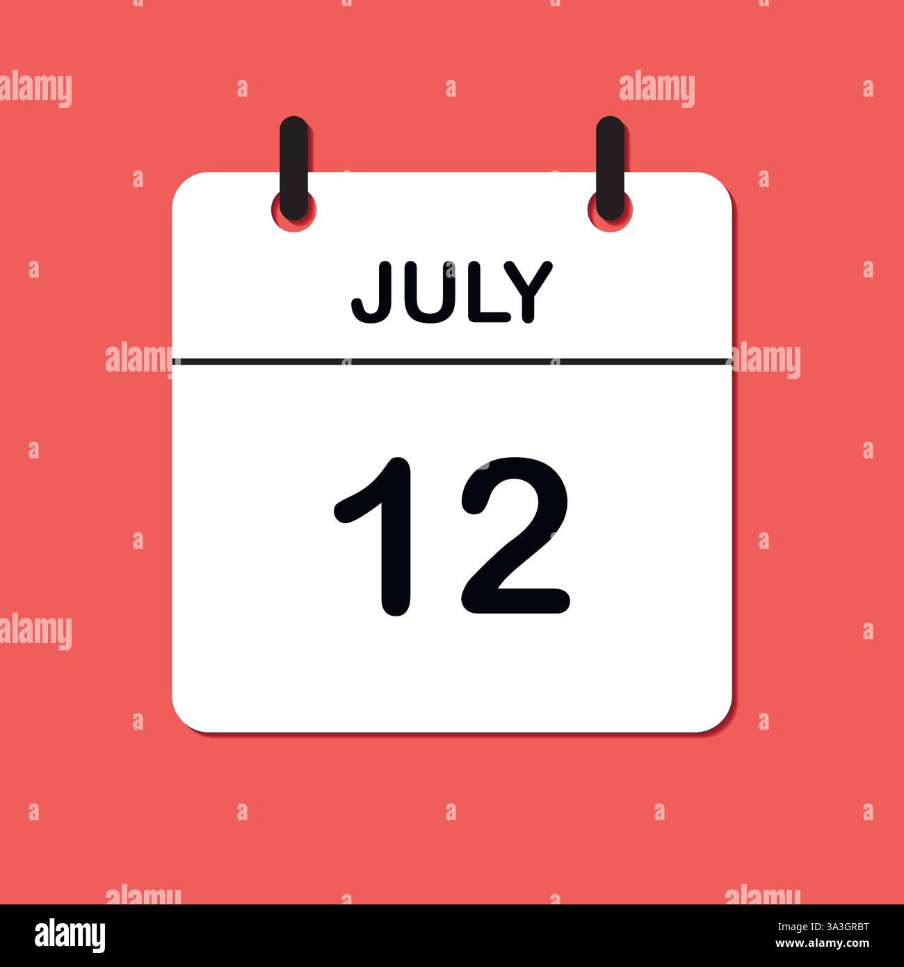 July 12. Daily Calendar icon for design. Simple design for business ...