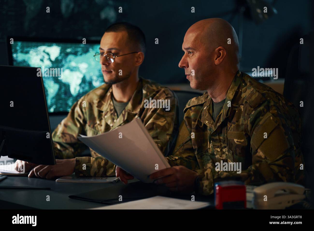 Analyzing Strategic Military Operations in Command Center Stock Photo ...
