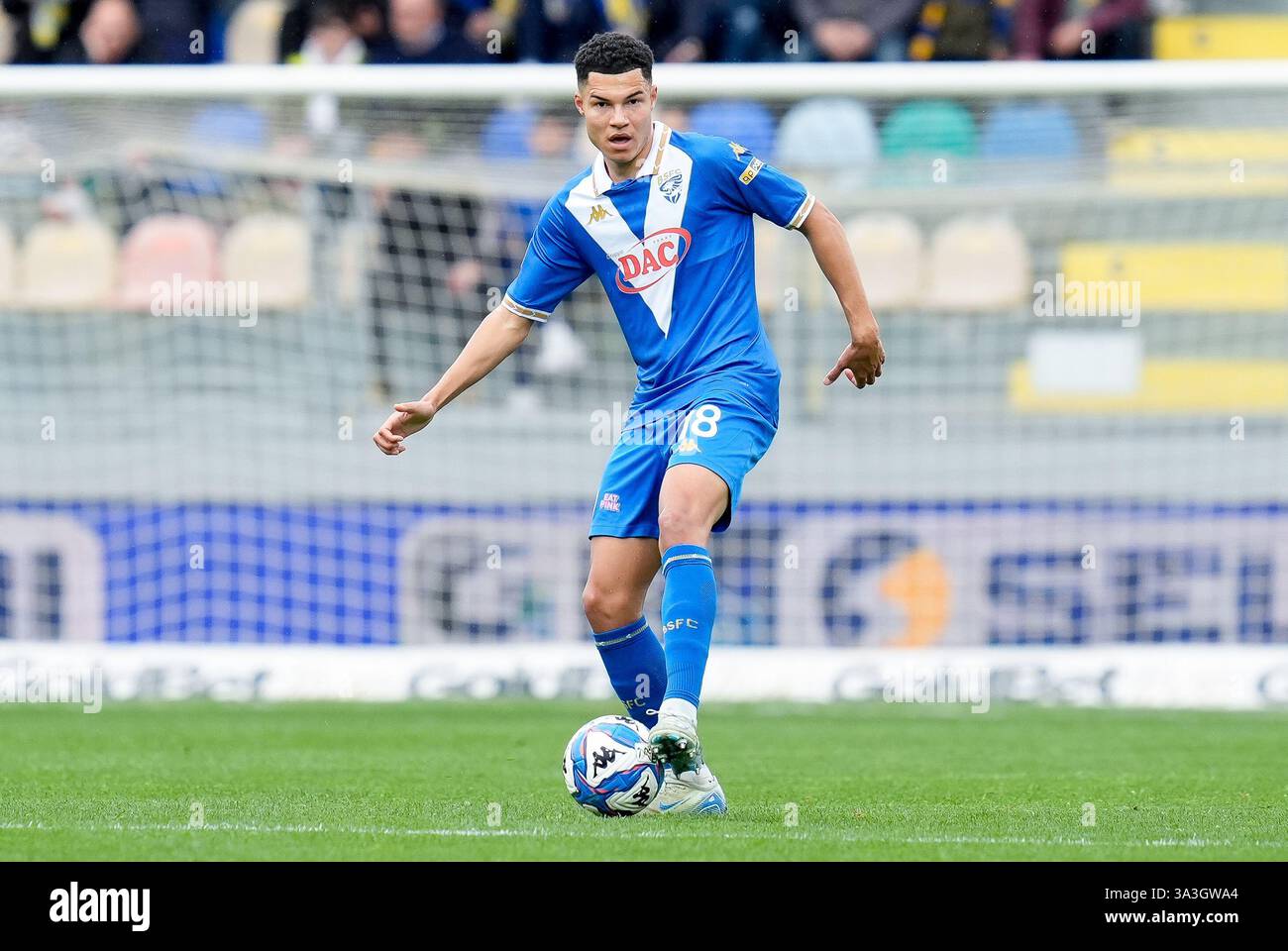 Frosinone, Italy. 15th Mar, 2025. Alexander Jallow of Brescia Calcio ...