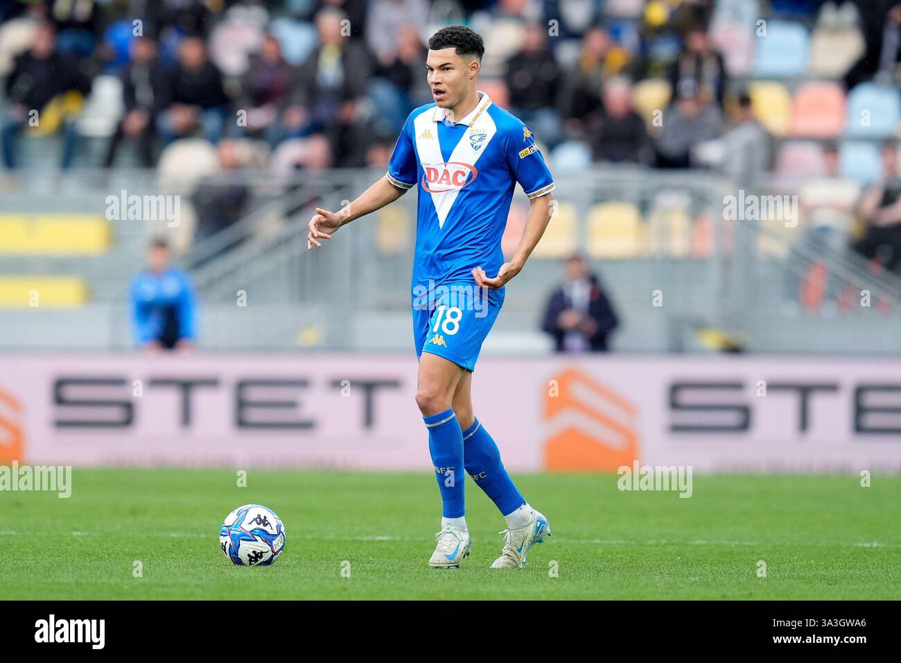 Frosinone, Italy. 15th Mar, 2025. Alexander Jallow of Brescia Calcio ...