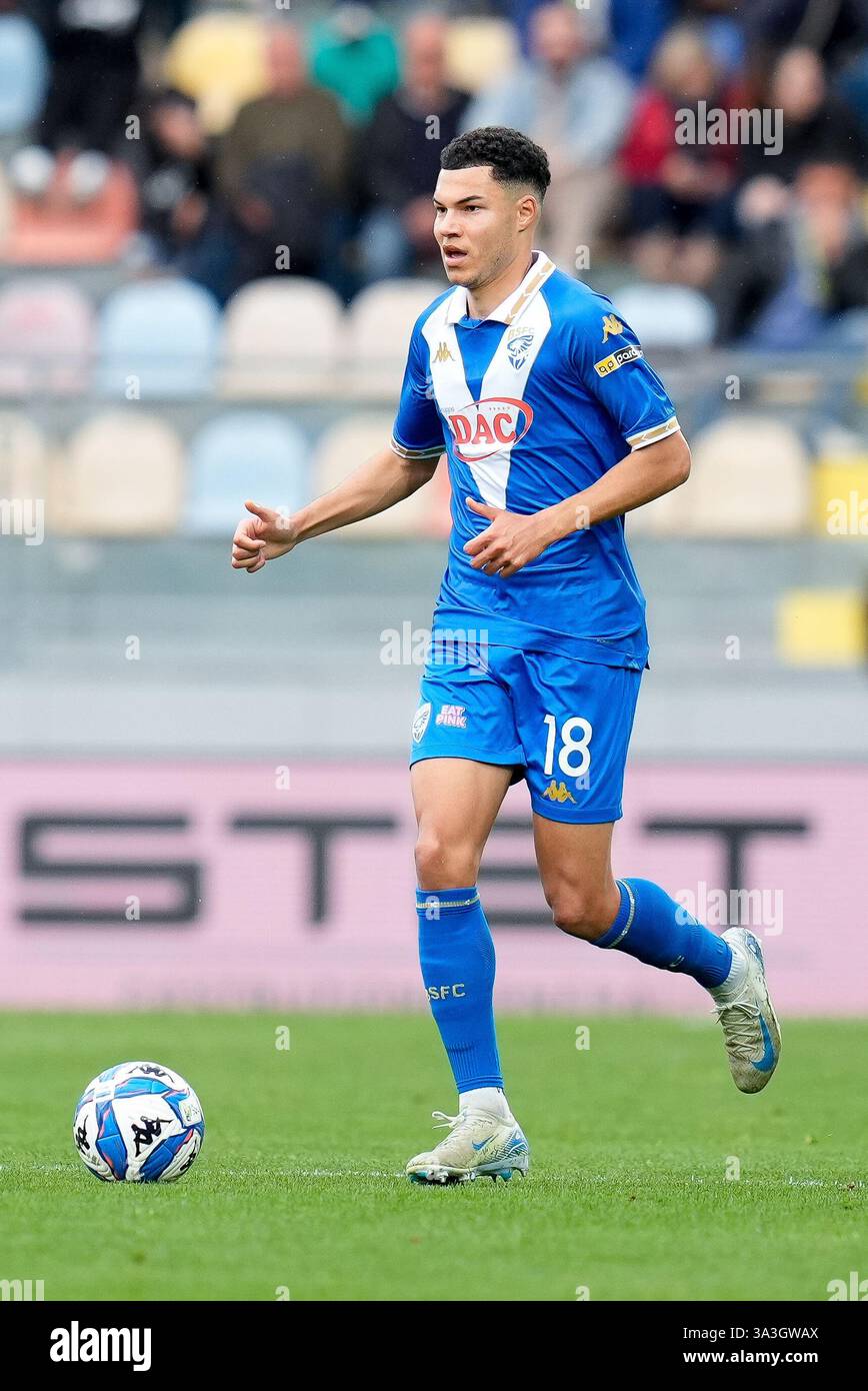 Frosinone, Italy. 15th Mar, 2025. Alexander Jallow of Brescia Calcio ...