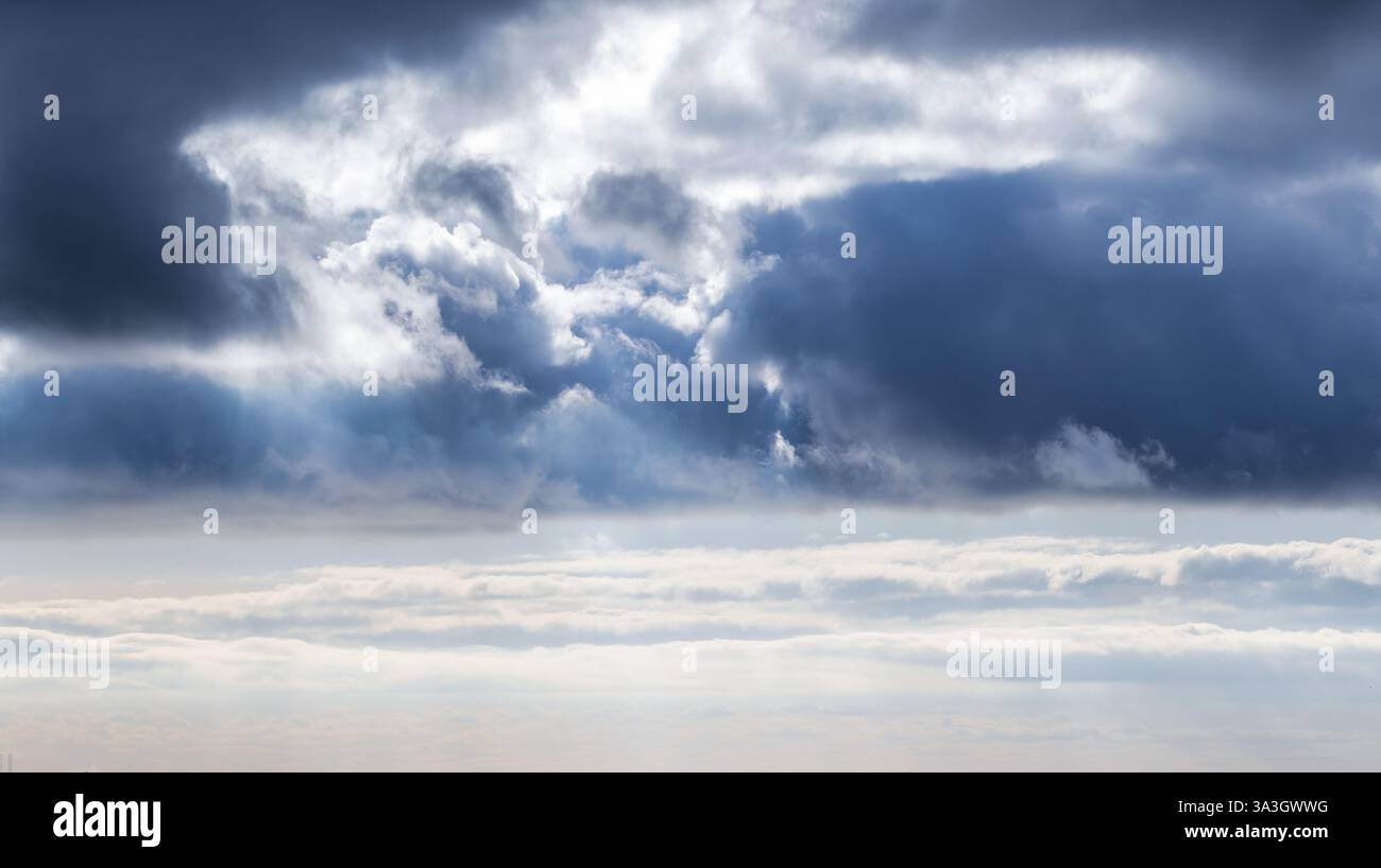 A breathtaking atmospheric scene of cloud formations in a layered ...