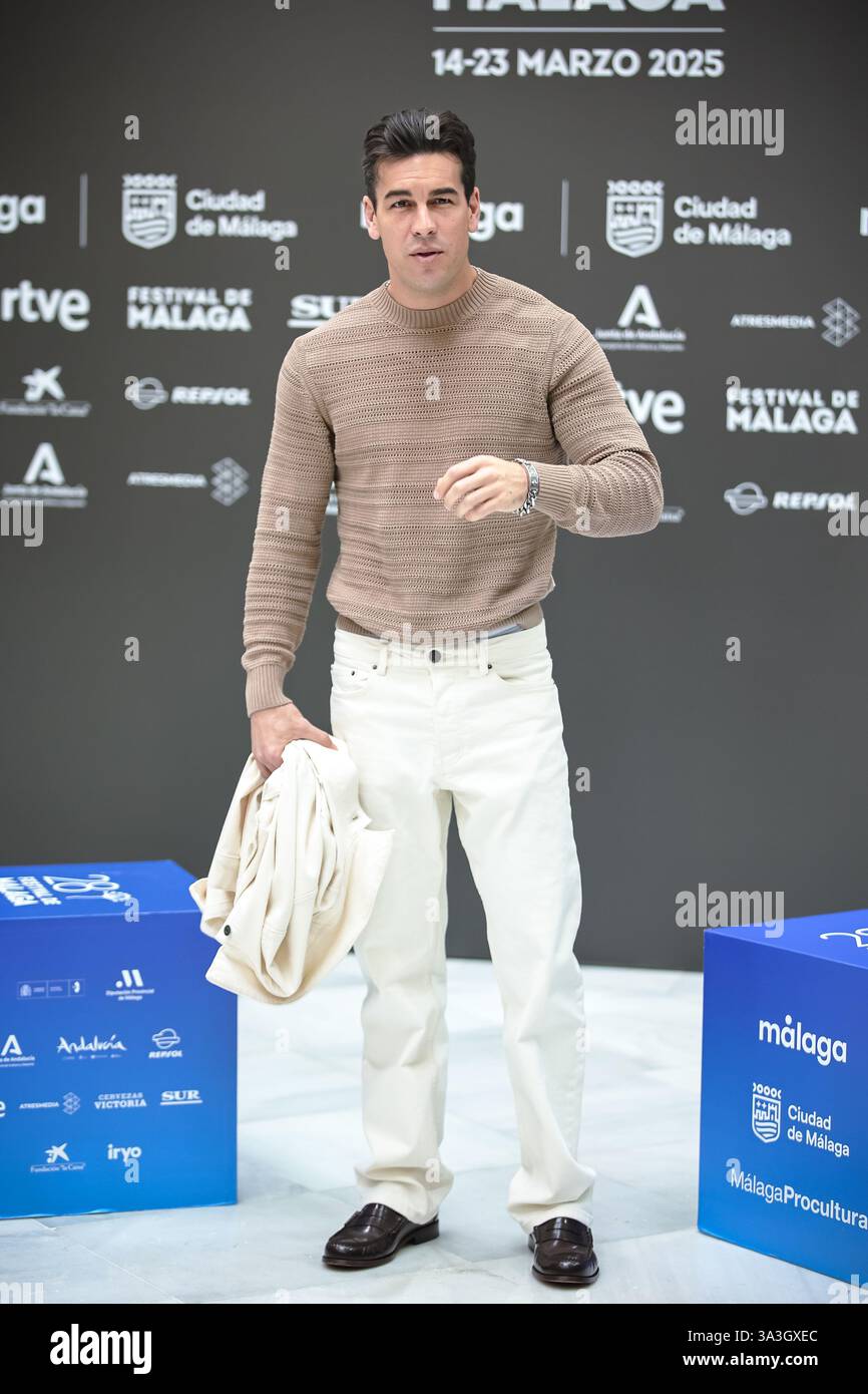Mario Casas attends the photocall of the film "La huella del mal" at the 28th Málaga Film ...