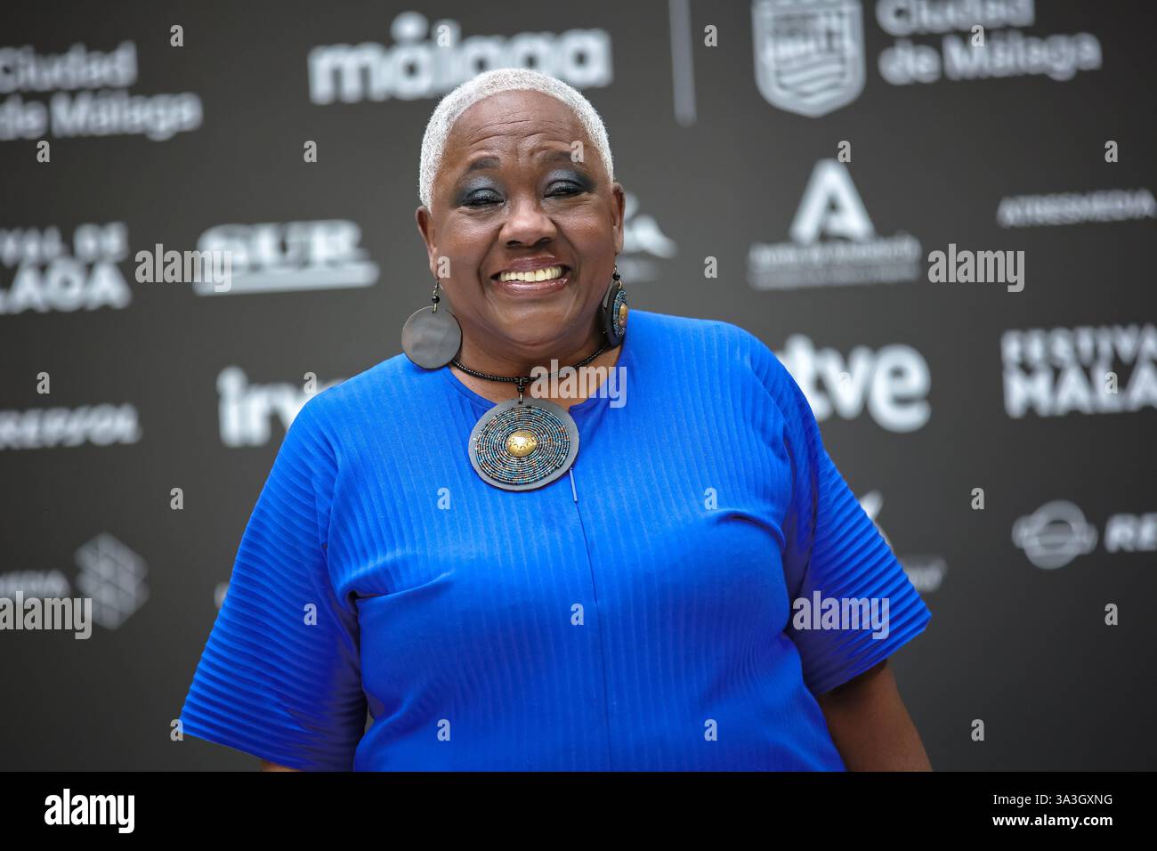 Jetty Mathurin attends the photocall of the film "La huella del mal" at the 28th Málaga Film ...