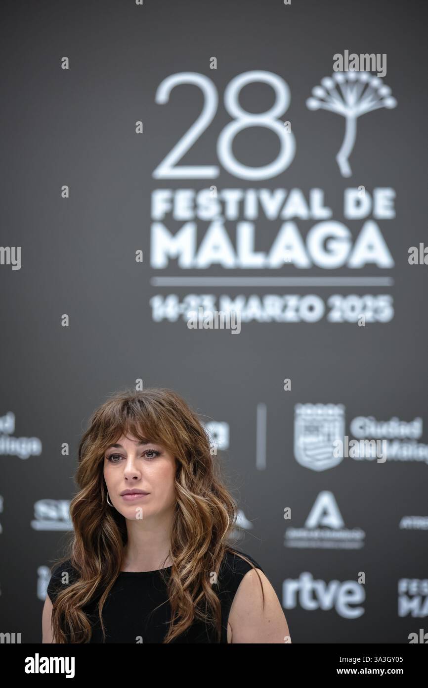 Blanca Suárez attends the photocall of the film "La huella del mal" at the 28th Málaga Film ...