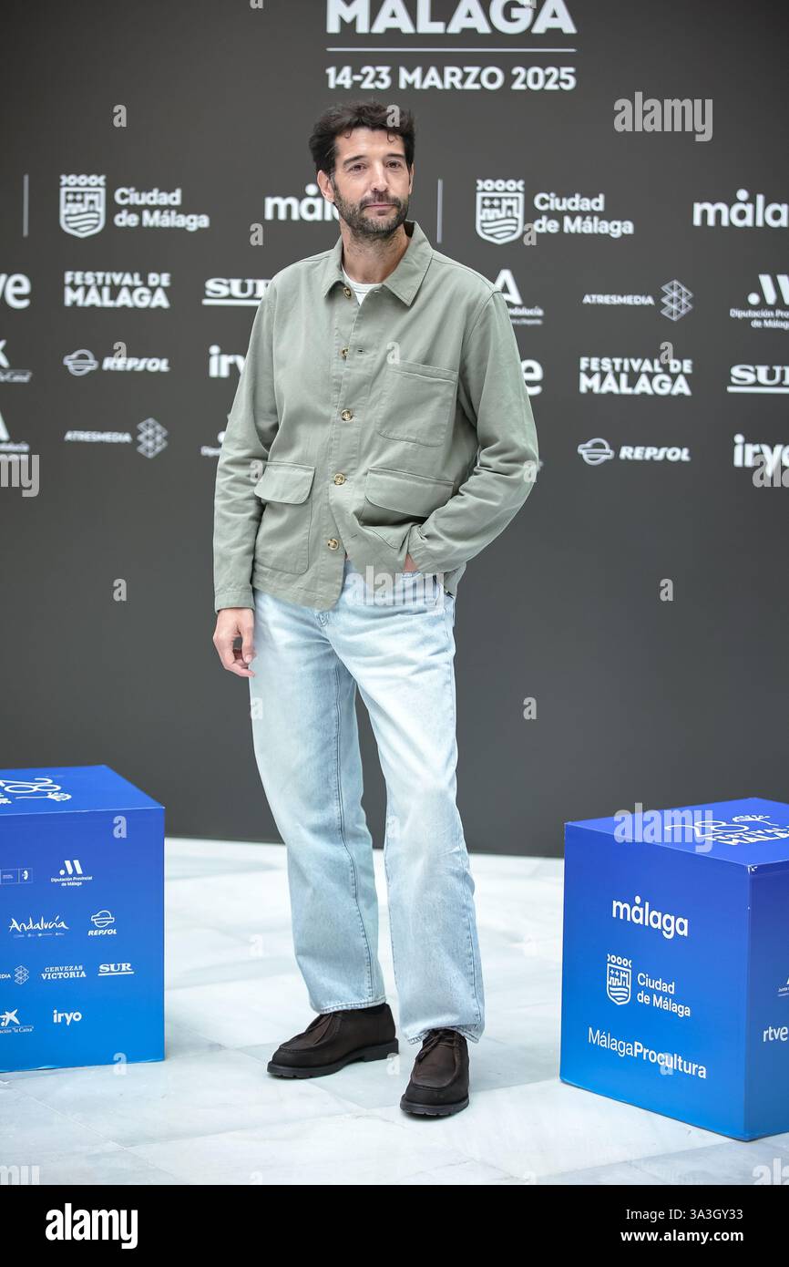 Gerard Oms attends the photocall of the film "La huella del mal" at the 28th Málaga Film ...