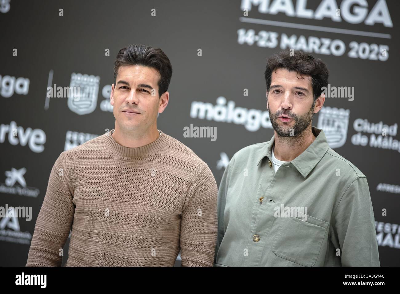 Mario Casas and Gerard Oms attend the photocall of the film "La huella ...