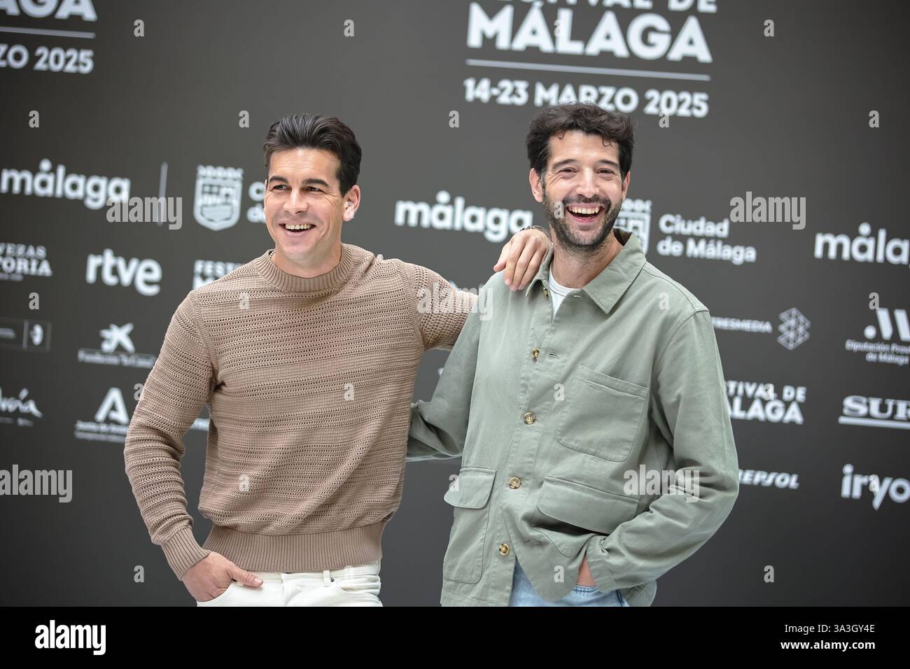 Mario Casas and Gerard Oms attend the photocall of the film "La huella del mal" at the 28th ...